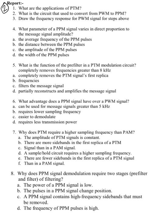 Solved Report:- 1. What are the applications of PTM? 2. What | Chegg.com