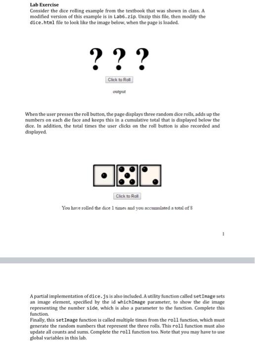 Solved Lab Exercise Consider the dice rolling example from | Chegg.com