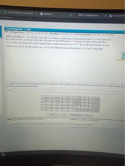 Solved (29*) Problem I: Two blocks connected by a string are | Chegg.com