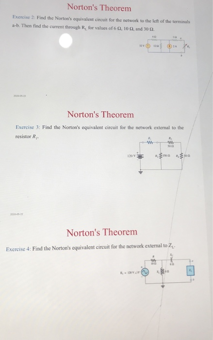 Solved Norton's Theorem Exercise 2: Find the Norton's | Chegg.com