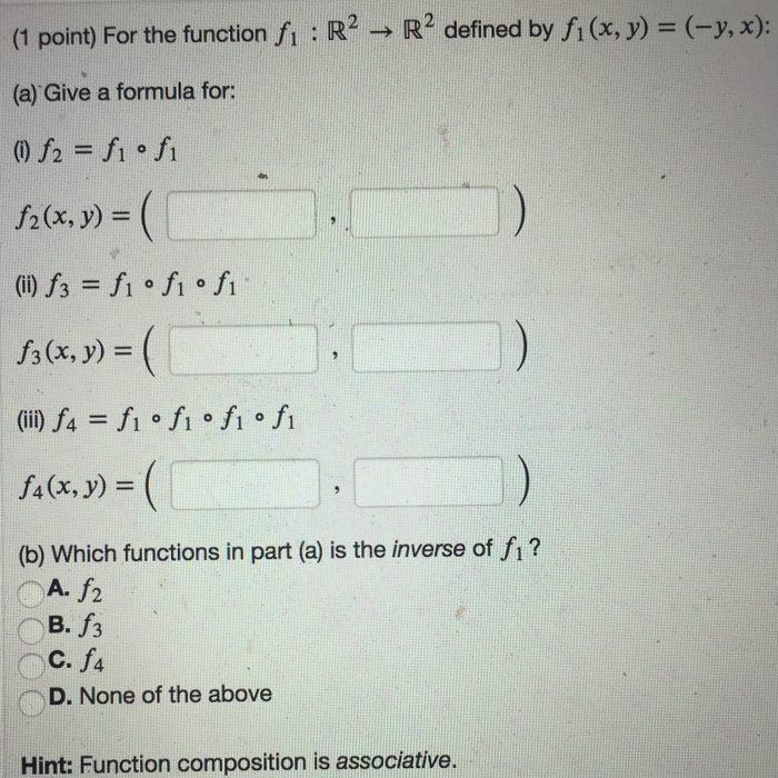 Solved Classify each of the following functions: a. f1(x): R | Chegg.com