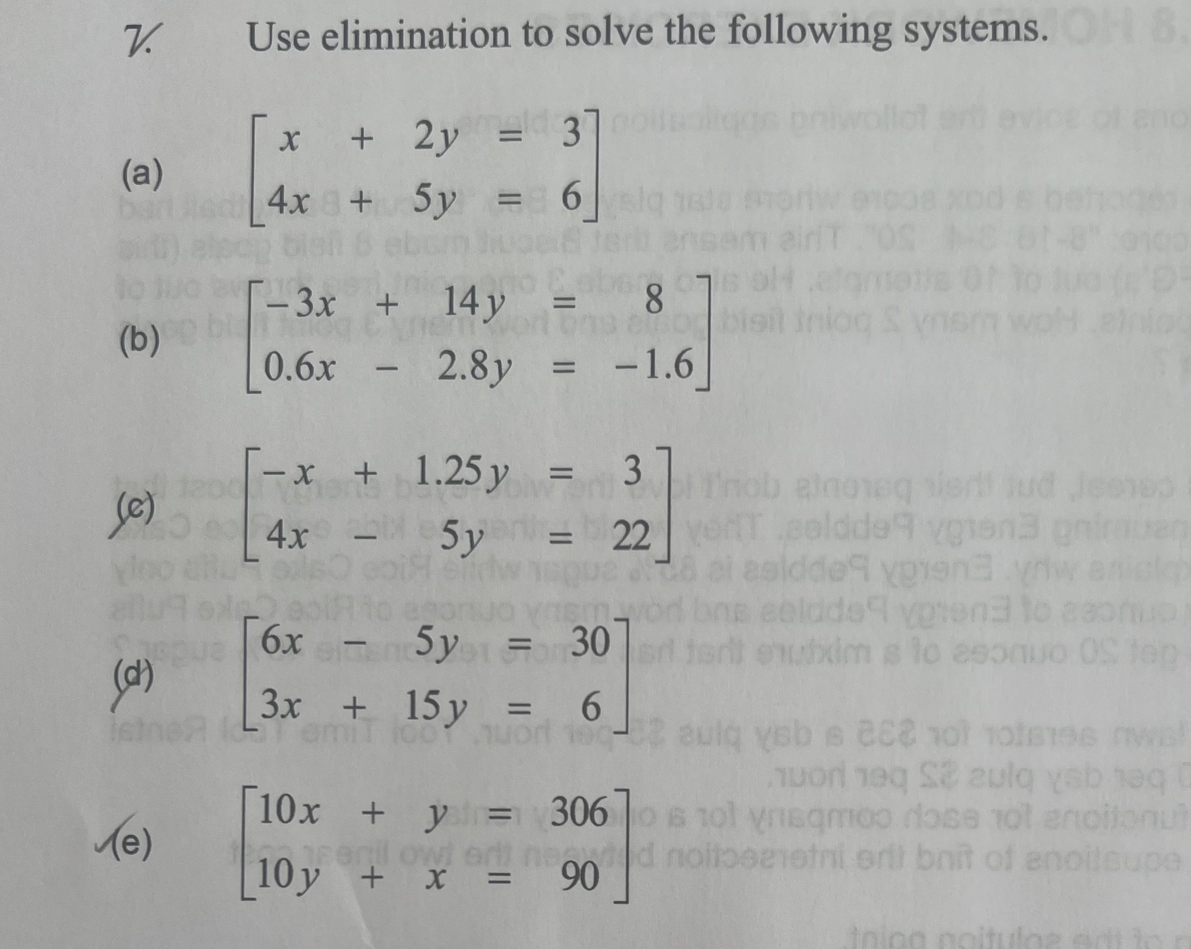 Solved Use elimination to solve the following | Chegg.com