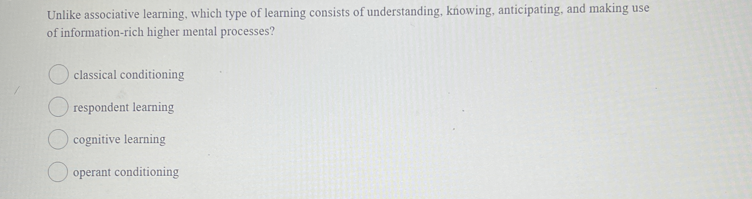 Solved Unlike associative learning, which type of learning | Chegg.com