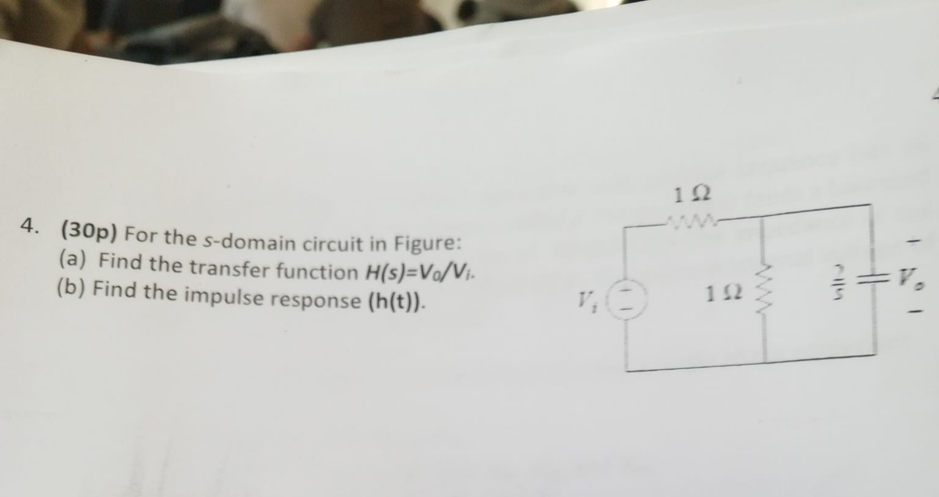 Solved (30p) ﻿For the s-domain circuit in Figure:(a) ﻿Find | Chegg.com
