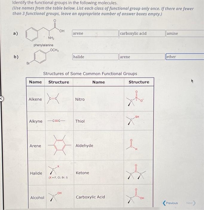Solved Identify the functional groups in the following | Chegg.com