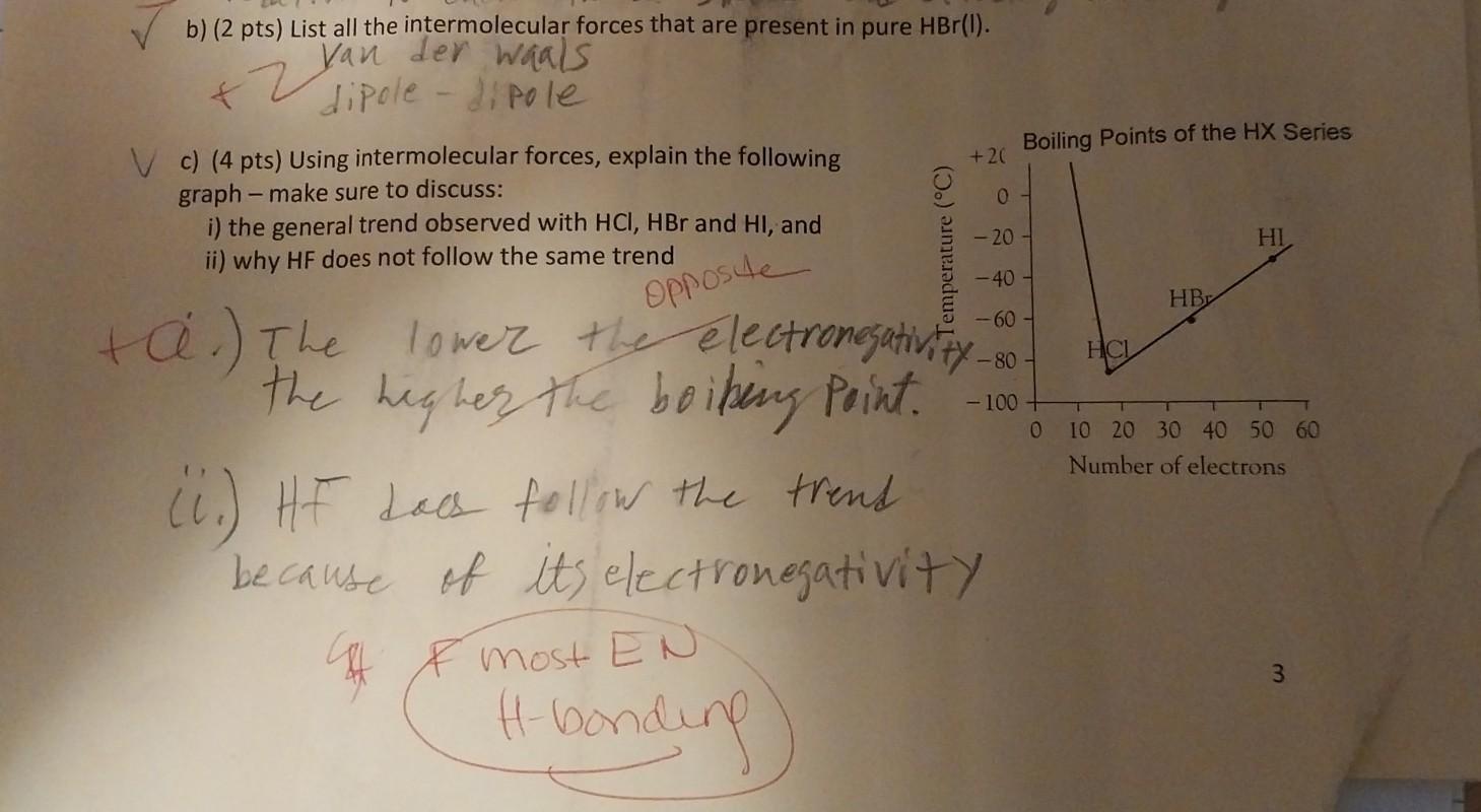 Solved c) (4 pts) Using intermolecular forces, explain the | Chegg.com