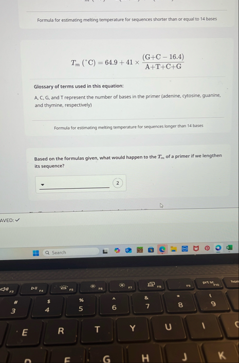 Solved Formula for estimating melting temperature for | Chegg.com