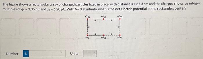 Solved The figure shows a rectangular array of charged | Chegg.com
