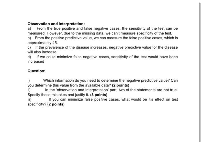 Solved Observation and interpretation: a) From the true | Chegg.com