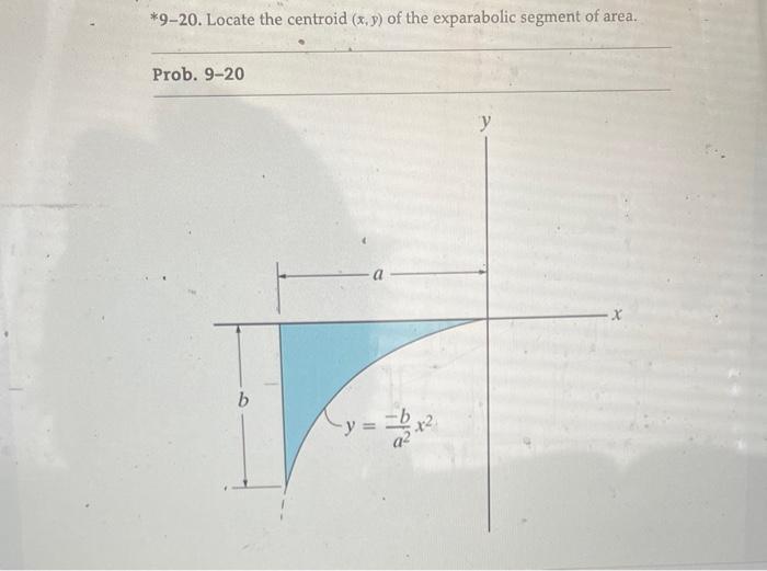 Solved *9-20. Locate the centroid (x,y) of the exparabolic | Chegg.com