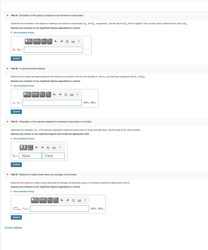 Solved Learning Goal: To ﻿determine the in-plane principal | Chegg.com