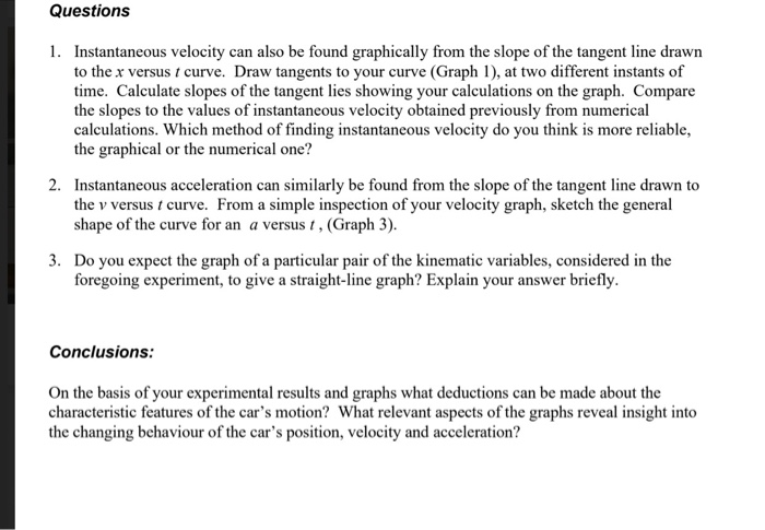 Experiment 3A KINEMATICS - Variable acceleration | Chegg.com