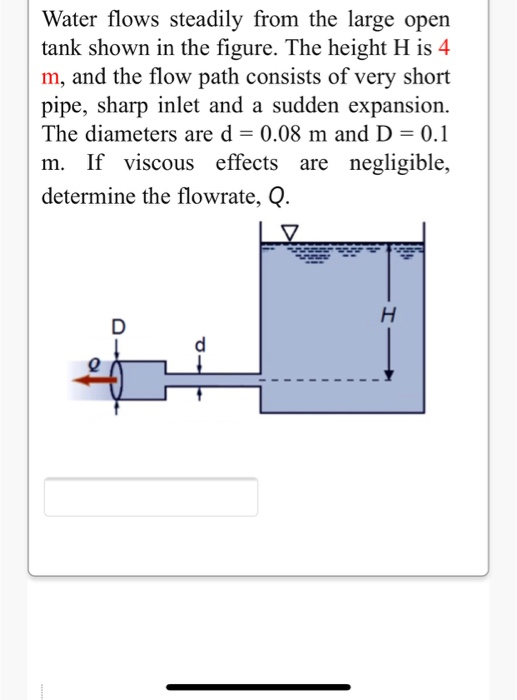 Solved Water flows steadily from the large open tank shown | Chegg.com