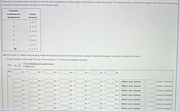 Solved Grave City is considering the relocation of several | Chegg.com