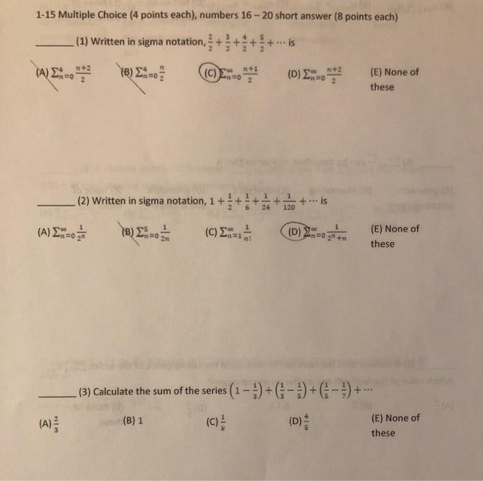 Solved 1-15 Multiple Choice (4 points each), numbers 16 - 20 | Chegg.com