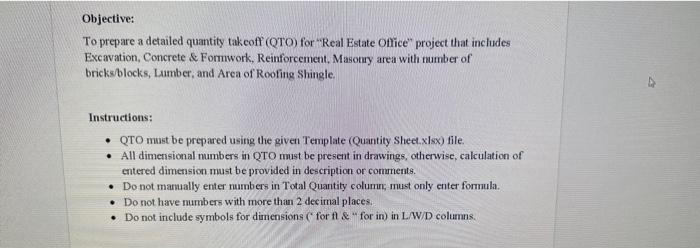 Solved Objective: To prepare a detailed quantity tak coff | Chegg.com