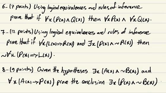 Solved 6- 17 points) Using logical equivalences and rules of | Chegg.com