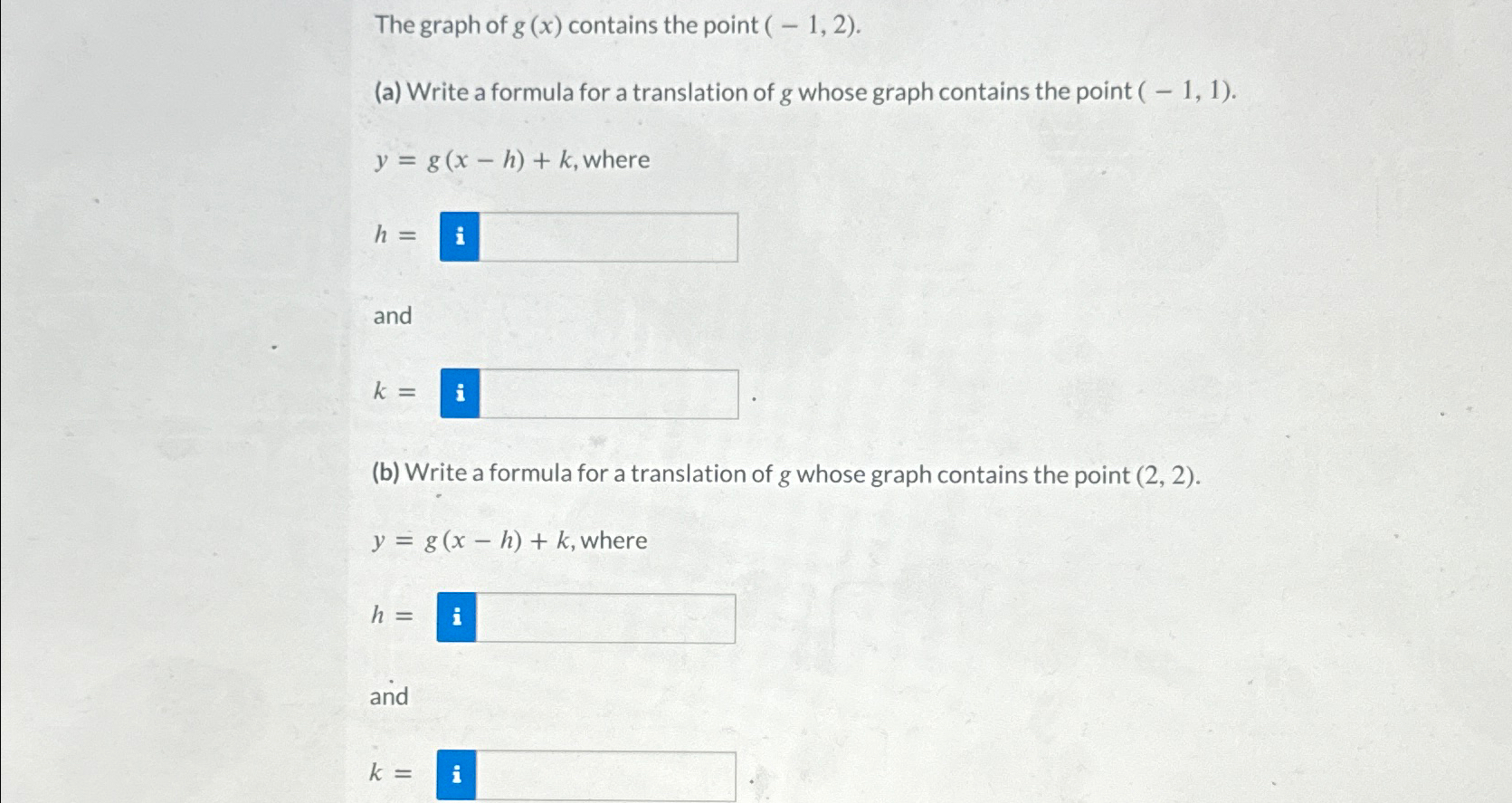Solved The graph of g(x) ﻿contains the point (-1,2).(a) | Chegg.com