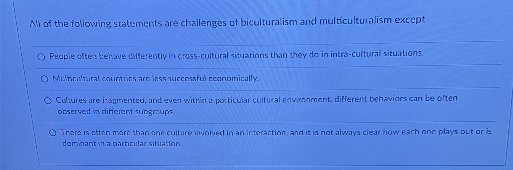 Solved All of the following statements are challenges of | Chegg.com