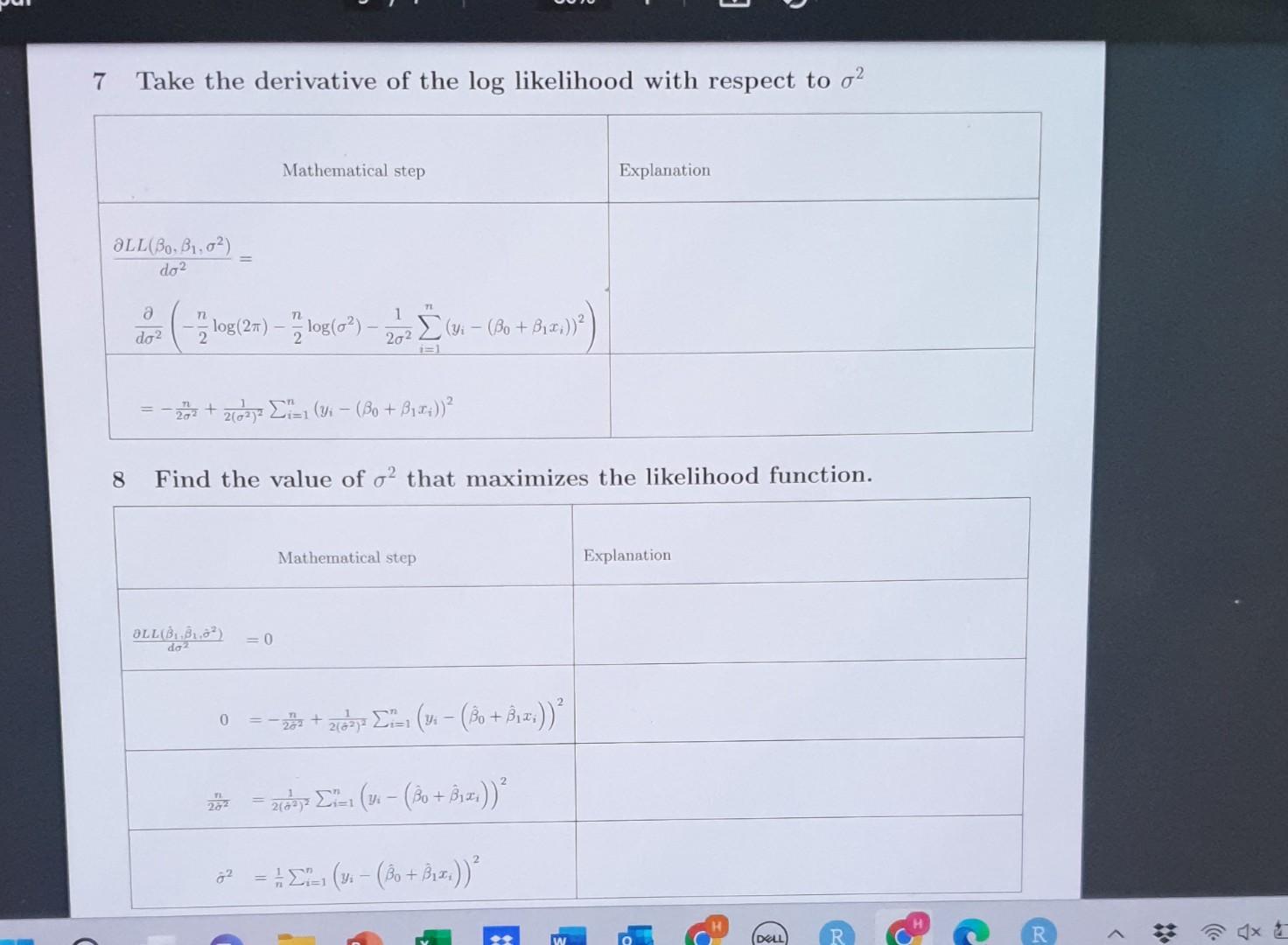 Solved 7 Take the derivative of the log likelihood with | Chegg.com
