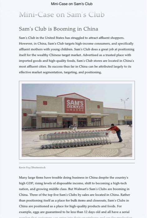 Solved Sam's Club is Booming in China Sam's Club in the | Chegg.com