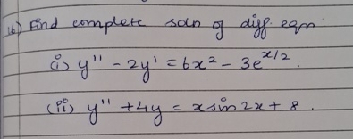 Solved Find complete soin of diff | Chegg.com
