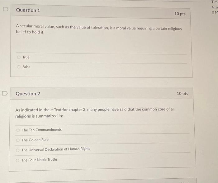 A secular moral value, such as the value of | Chegg.com