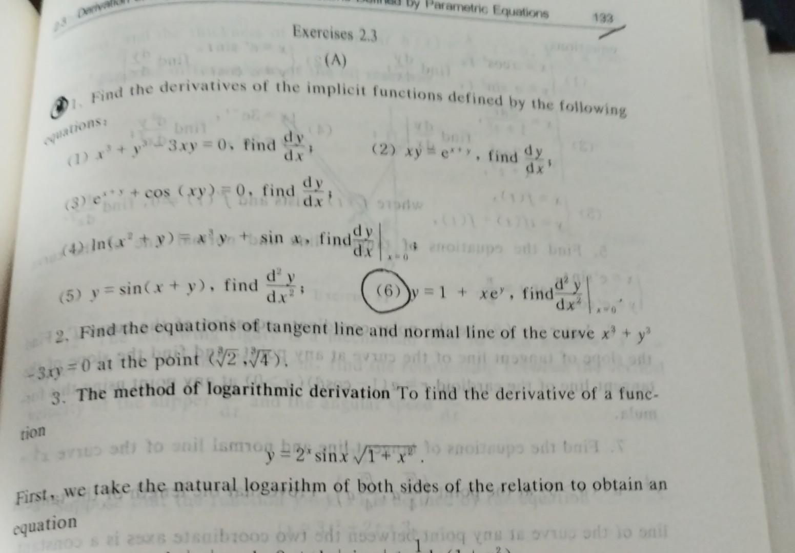 Solved (A) D) Find the derivatives of the implicit functions | Chegg.com