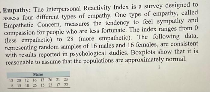 Solved Empathy: The Interpersonal Reactivity Index is a | Chegg.com