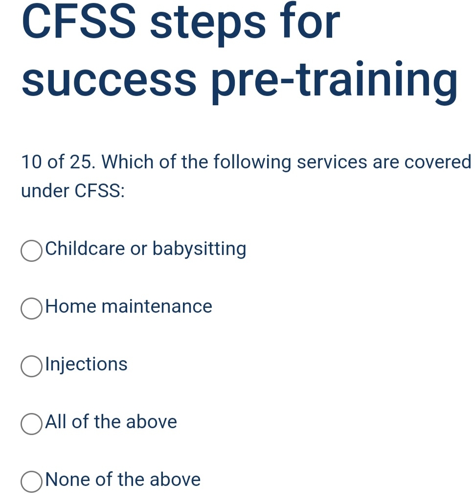Solved CFSS steps for success pre-training10 ﻿of 25 . ﻿Which | Chegg.com