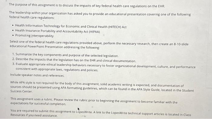 Solved The purpose of this assignment is to discuss the | Chegg.com