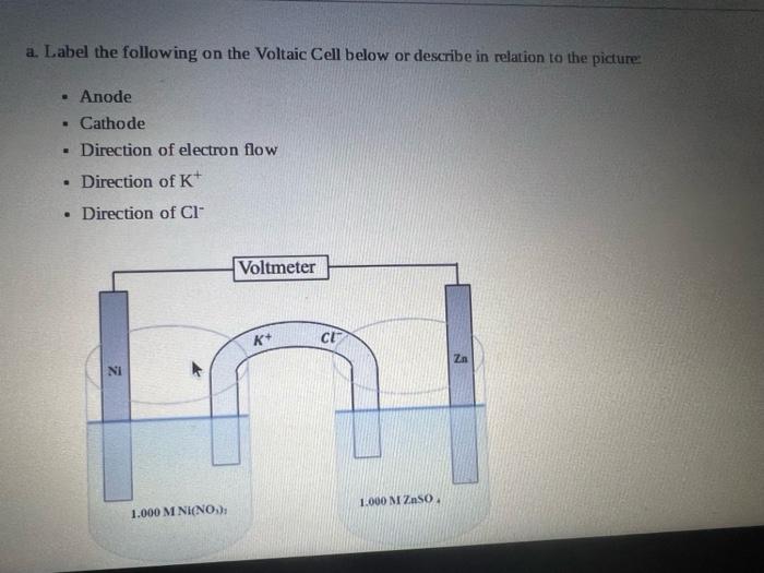 Solved a. Label the following on the Voltaic Cell below or | Chegg.com