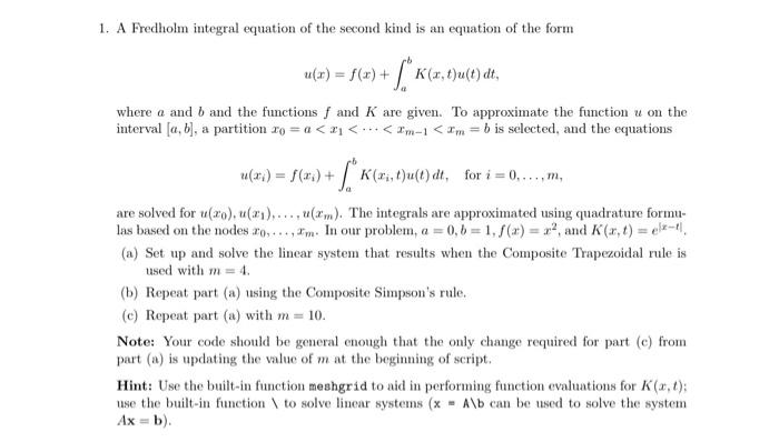 must be done in matlab and cannot use the syms | Chegg.com