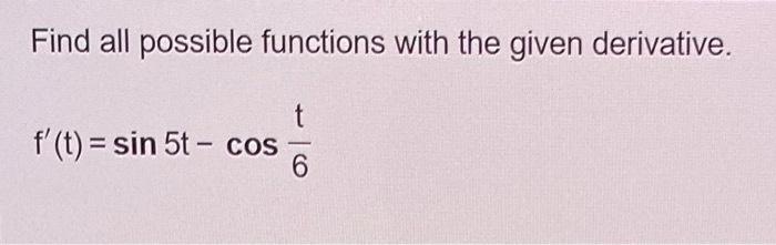 Solved Find all possible functions with the given | Chegg.com