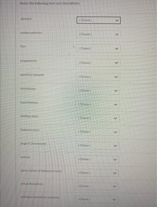 Solved Match the following term and descriptions. Allomone | Chegg.com