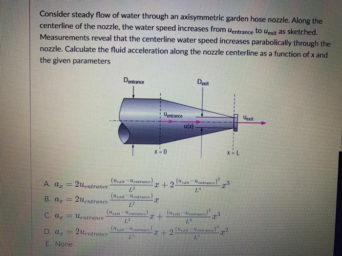 Solved Consider steady flow of water through an axisymmetric | Chegg.com