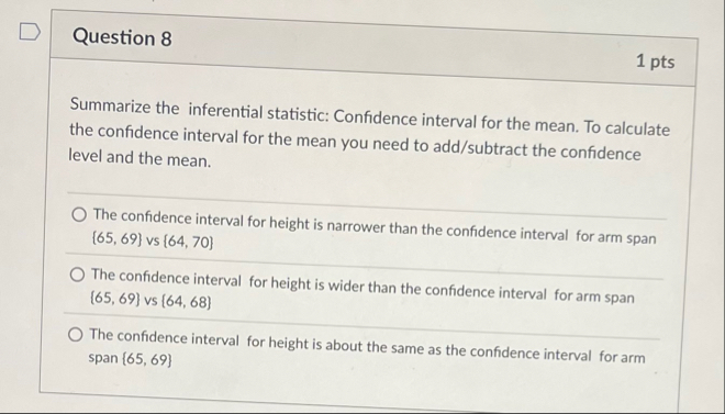Solved Question 81 ﻿ptsSummarize the inferential statistic: | Chegg.com