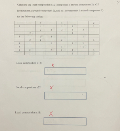 Solved Calculate the local composition ×12 (component 1 | Chegg.com