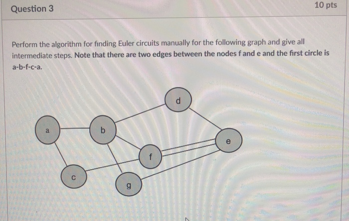 10 pts Question 3 Perform the algorithm for finding | Chegg.com