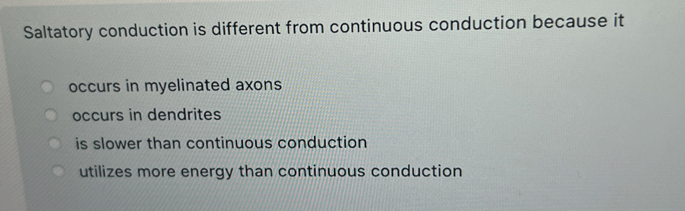 Solved Saltatory conduction is different from continuous | Chegg.com