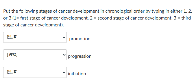 Solved Put the following stages of cancer development in | Chegg.com