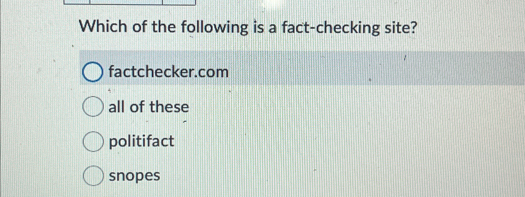 Solved Which of the following is a fact-checking | Chegg.com