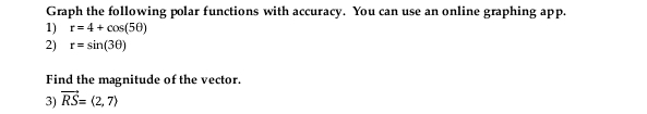 Solved Graph the following polar functions with accuracy. | Chegg.com