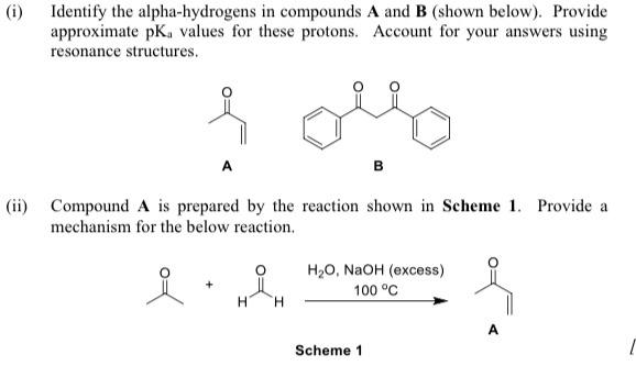 Solved (i) Identify the alpha-hydrogens in compounds A and B | Chegg.com