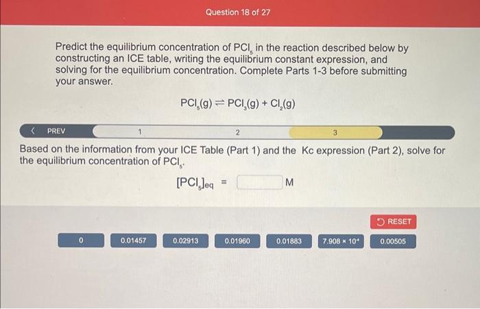 Predict the equilibrium concentration of PCl5 in the | Chegg.com