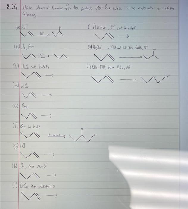 Solved 8.26 write structural formulas for the products that | Chegg.com