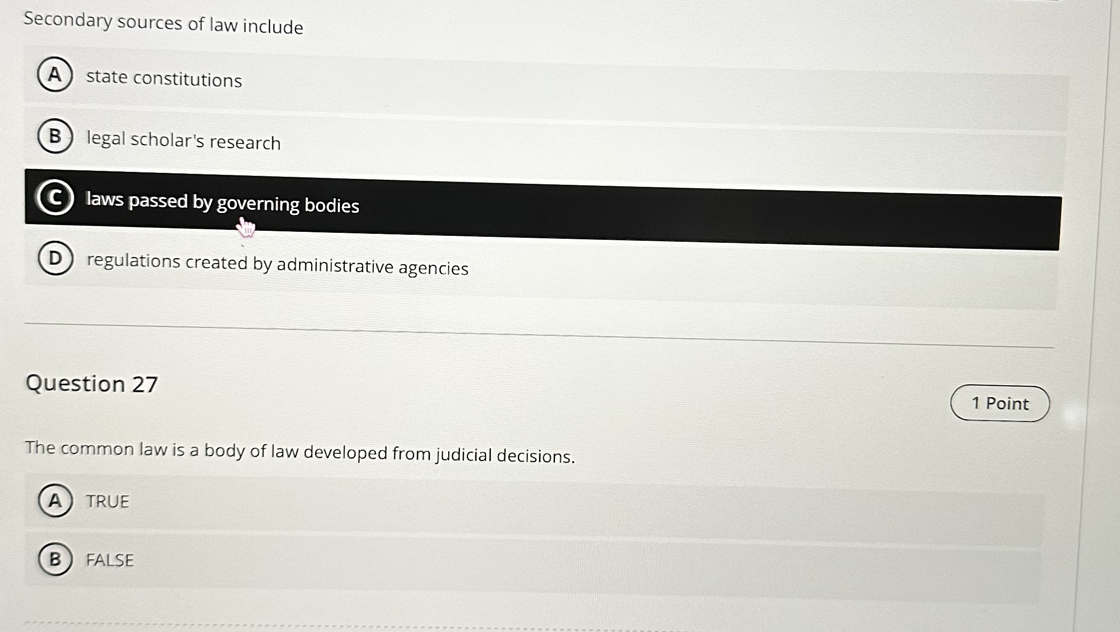 Solved Secondary sources of law includestate | Chegg.com