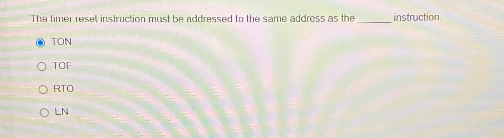 Solved The timer reset instruction must be addressed to the | Chegg.com