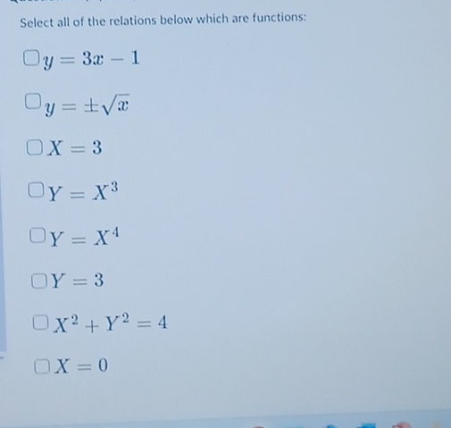 Solved Select all of the relations below which are | Chegg.com