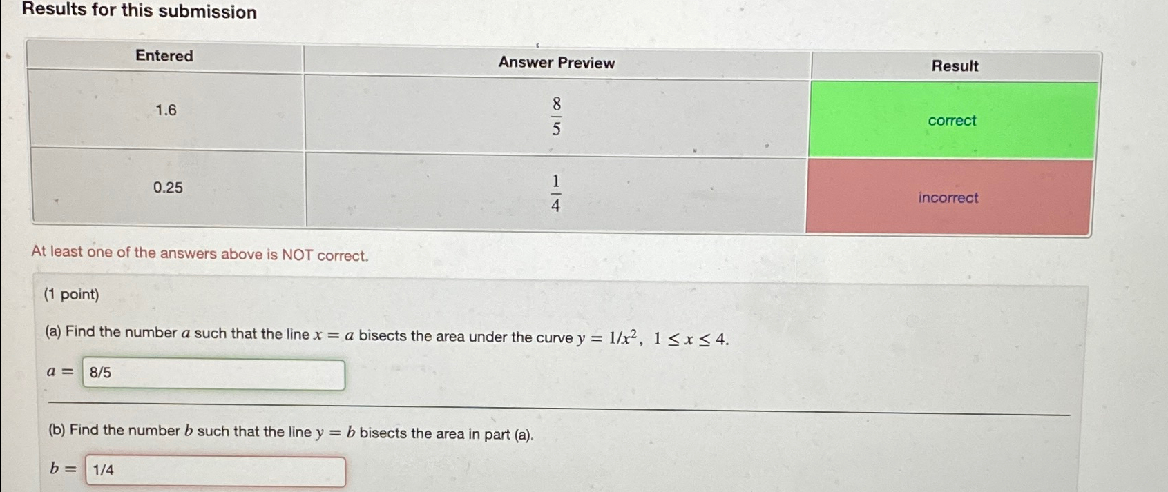 Solved Results for this submission\table[[Entered,Answer | Chegg.com